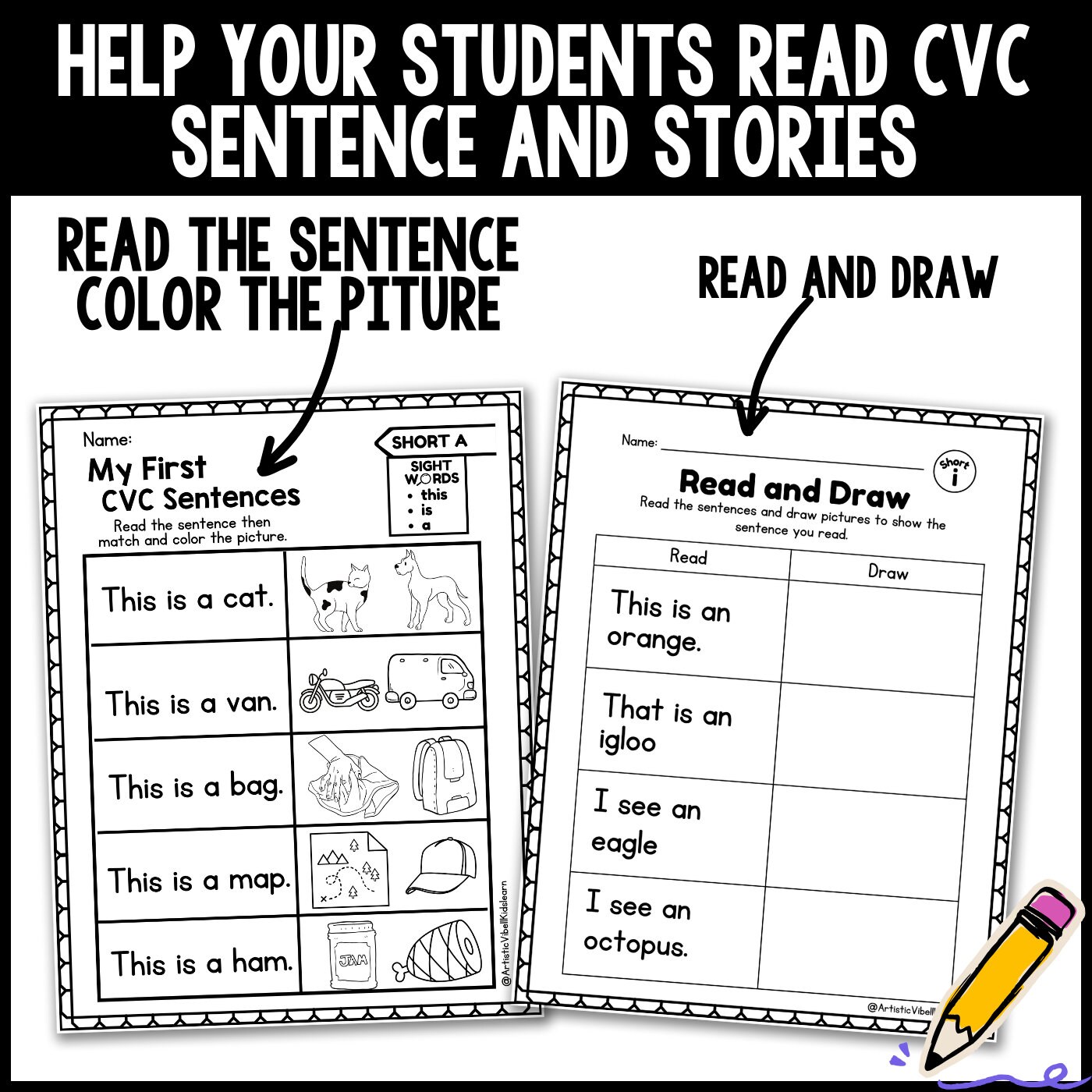 Cvc Word Fluency Worksheets 1st Grade Sentences Cvc Reading Printable ...
