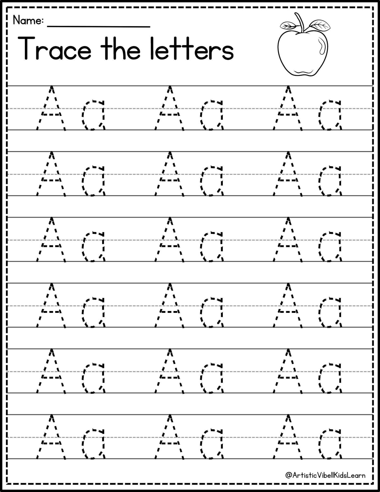 26 Printable Trace the Alphabet Worksheets. Preschool-kdg Phonics ...