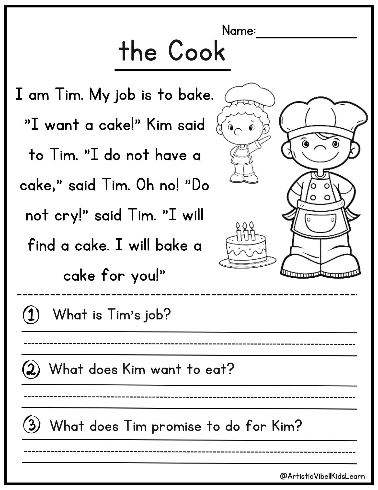 Kindergarten 1st Grade Reading Comprehension Passages Classroom ...
