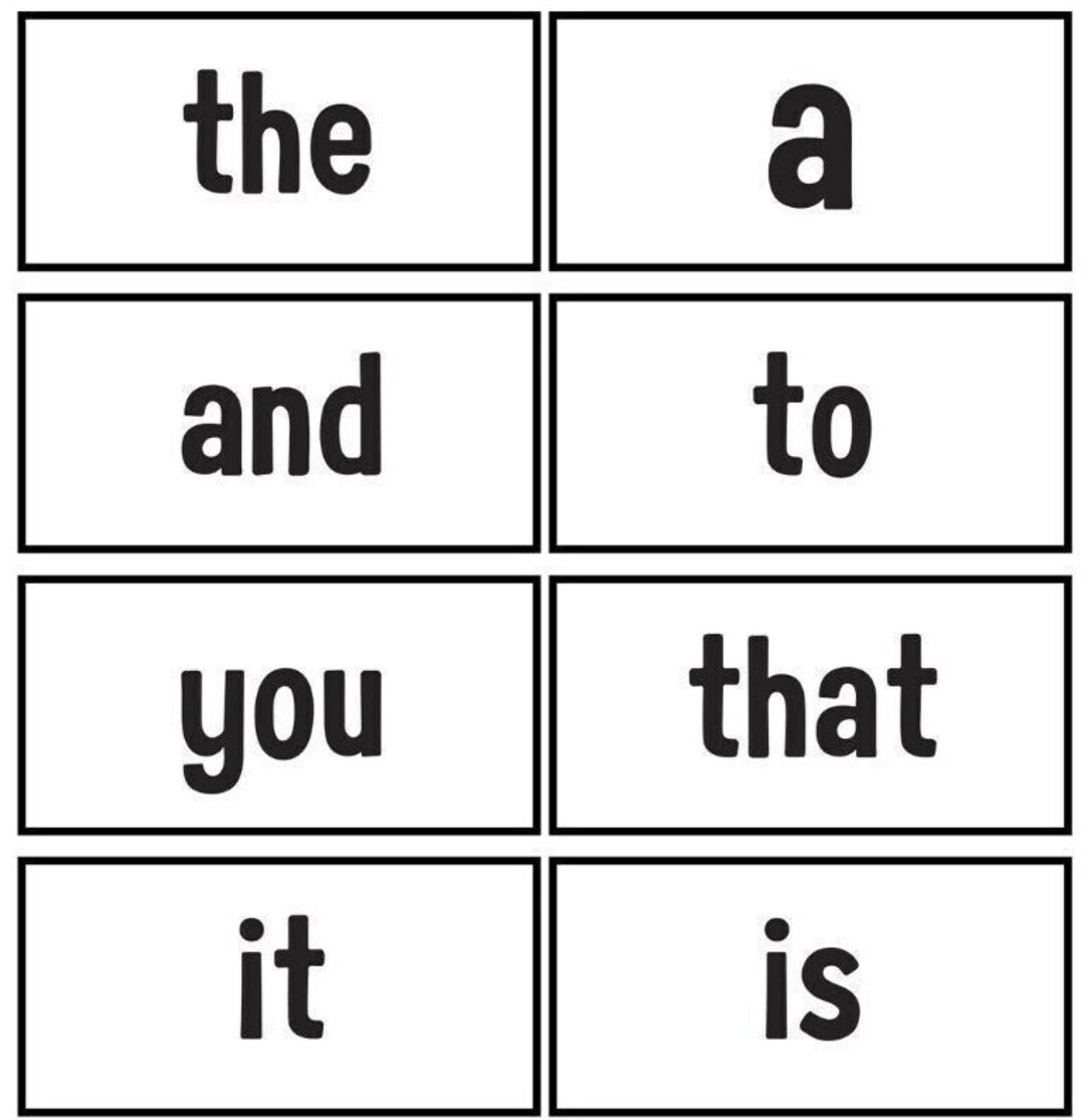 100 Printable Fry's First Hundred Sight Word Flashcards. Prek-1st Grade ...