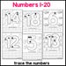 Numbers 1-20 Trace, Count, and Color Worksheets Preschool Numbers ...