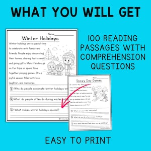 January Reading Comprehension Passages Kindergarten 1st Grade ...