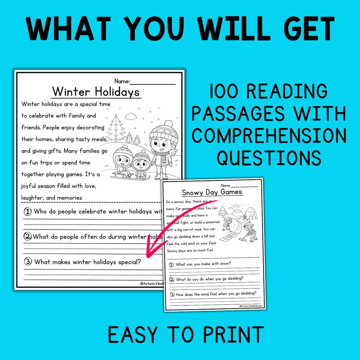 January Reading Comprehension Passages Kindergarten 1st Grade ...