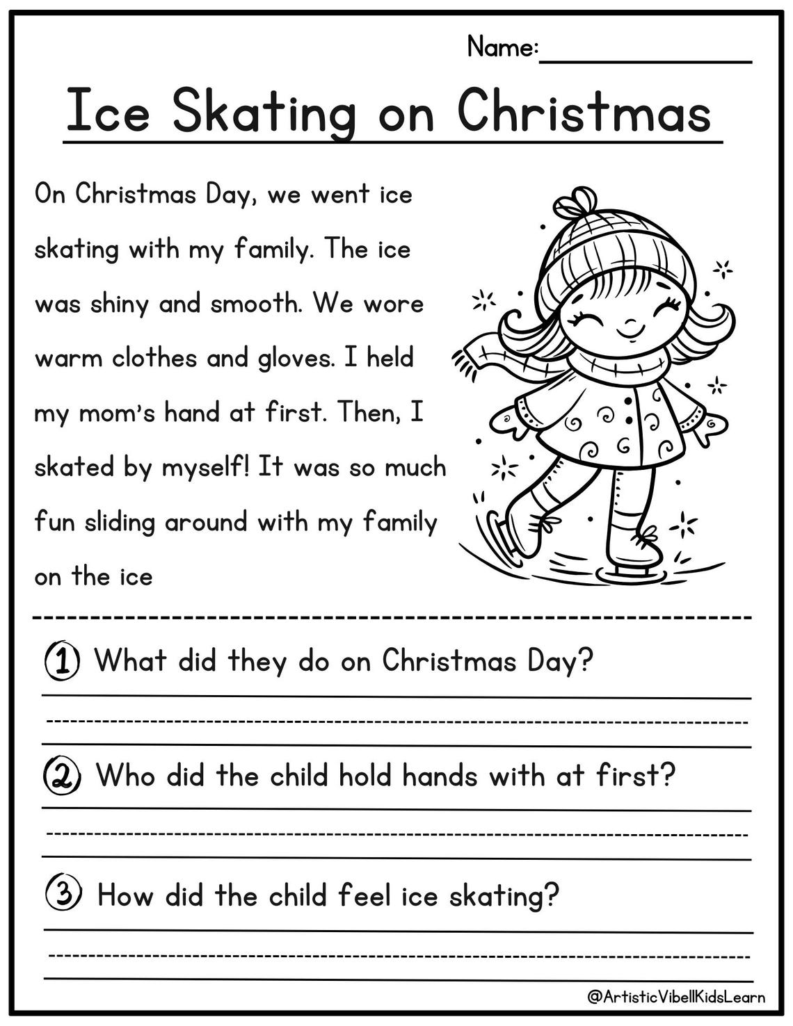 50 Christmas Reading Comprehension Printable - Kindergarten - First ...