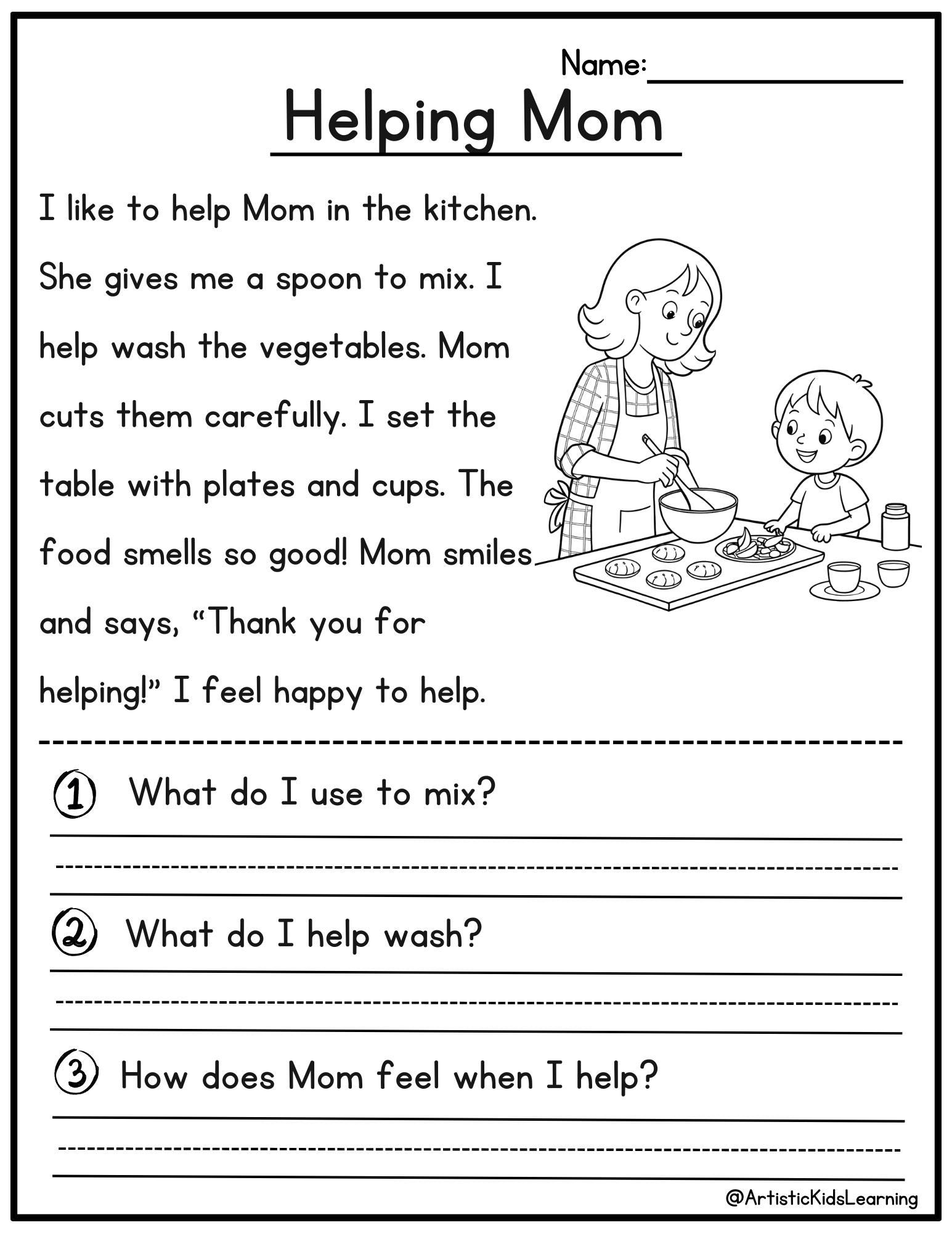 50 Kindergarten 1st Grade Reading Comprehension Passages Worksheets ...