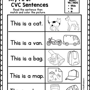 Cvc Word Fluency Worksheets 1st Grade Sentences Cvc Reading Printable ...