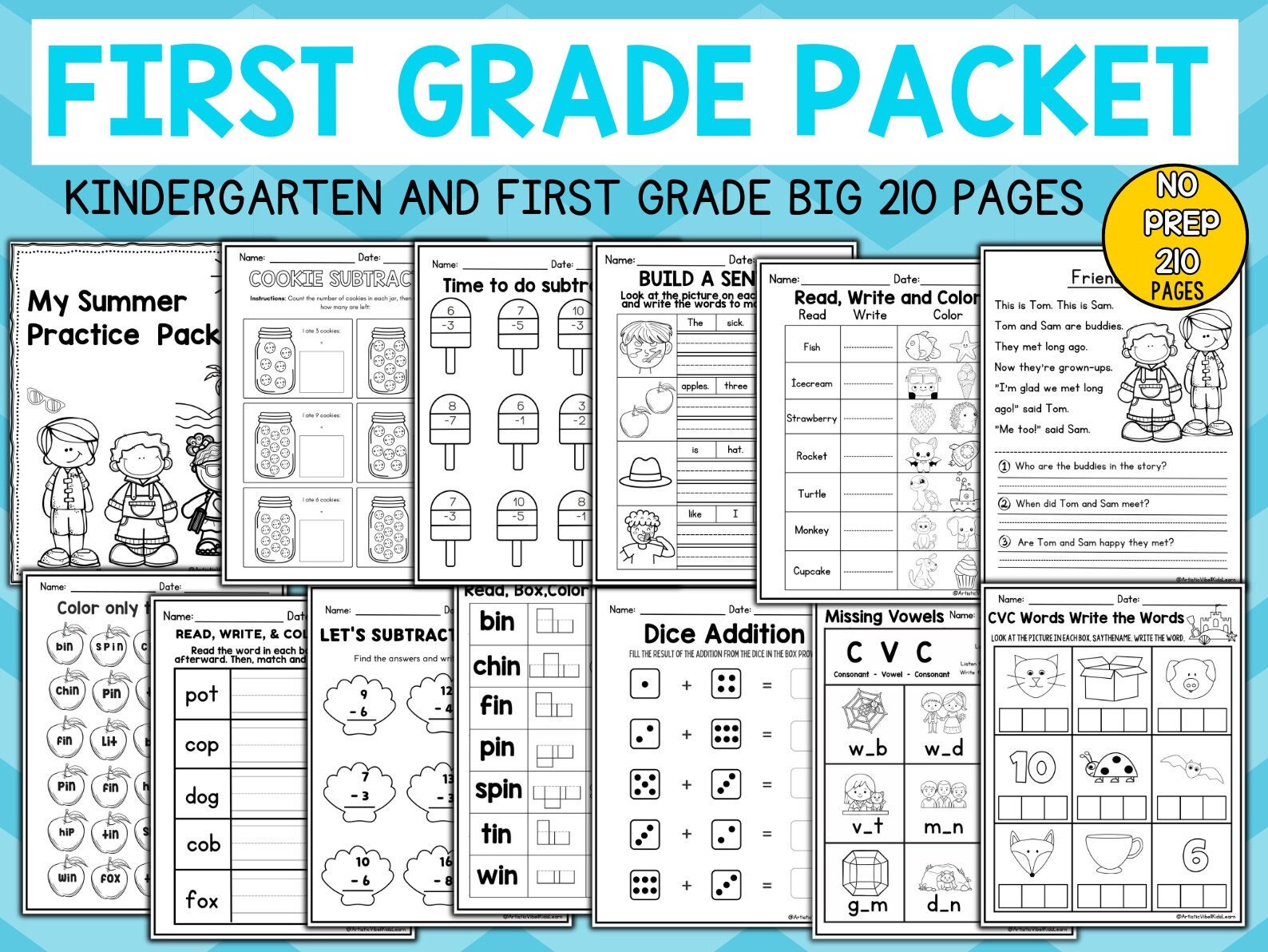 First Grade Summer Review Worksheets Teacher Resources Worksheet Math ...