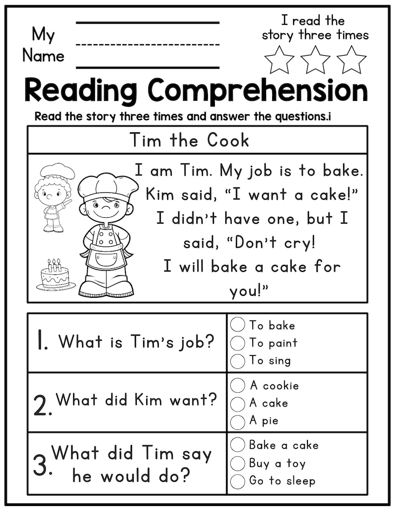 Kindergarten 1st Grade Reading Comprehension Passages Worksheets ...