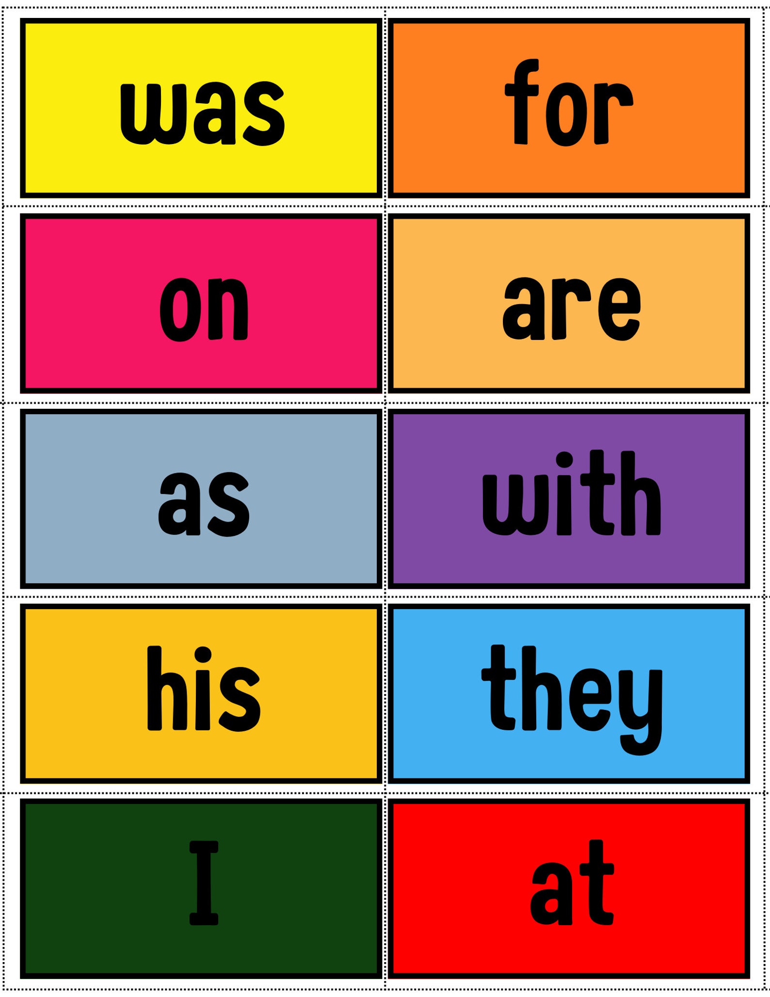 100 Printable Fry's First Hundred Sight Word Flashcards. Prek-1st Grade ...