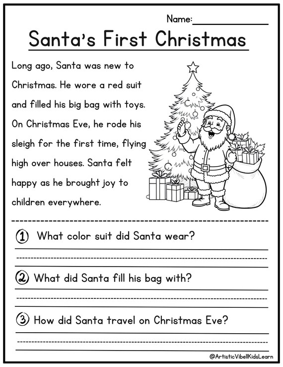 1st Grade Reading Worksheets Christmas