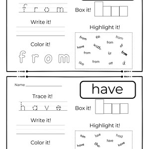 100 Engaging Sight Word Activity Worksheets for Kids Sight Word High ...