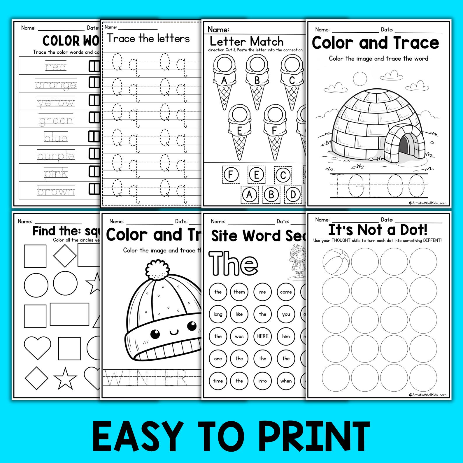 70 Preschool & Kindergarten Curriculum Worksheets No Prep Worksheet ...