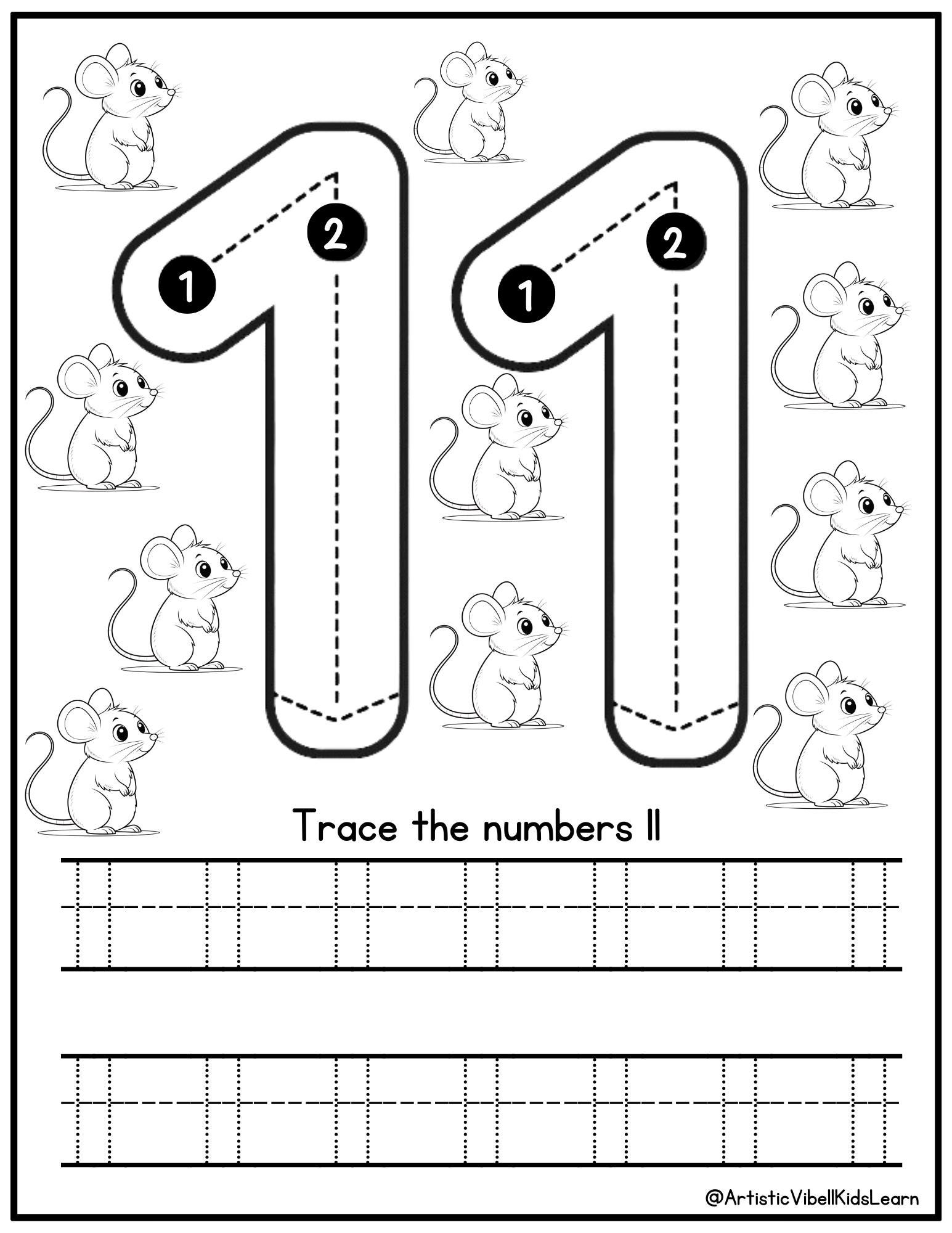Numbers 1-20 Trace, Count, and Color Worksheets Preschool Numbers ...