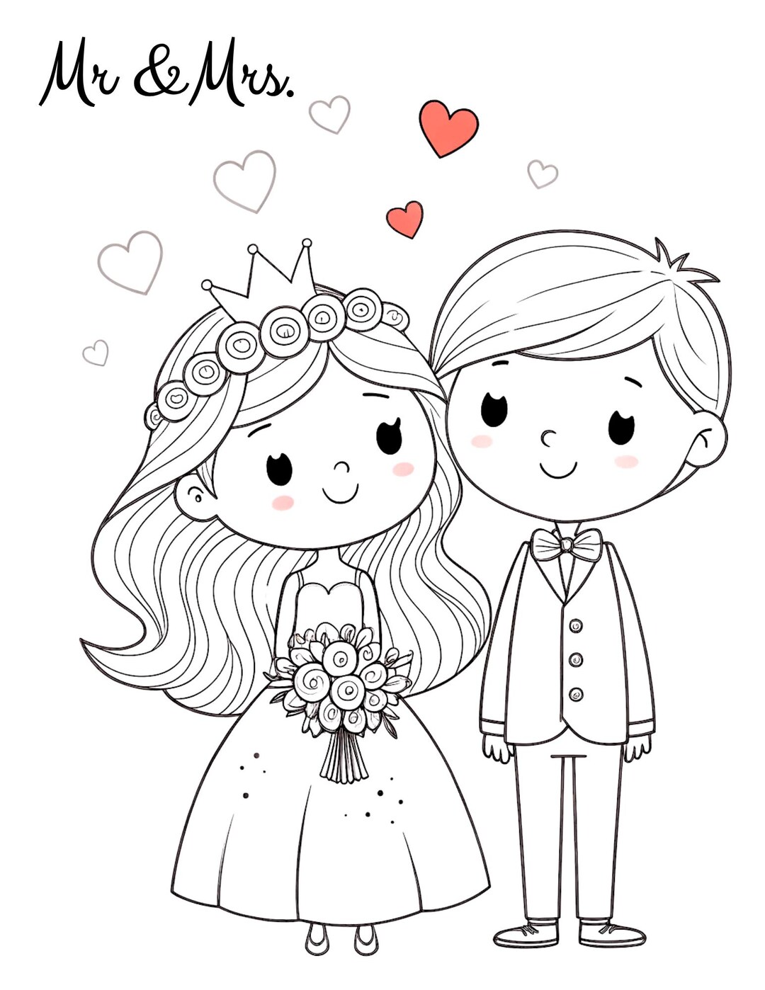 Wedding Coloring Book Printable – Bride and Groom Coloring Pages for ...