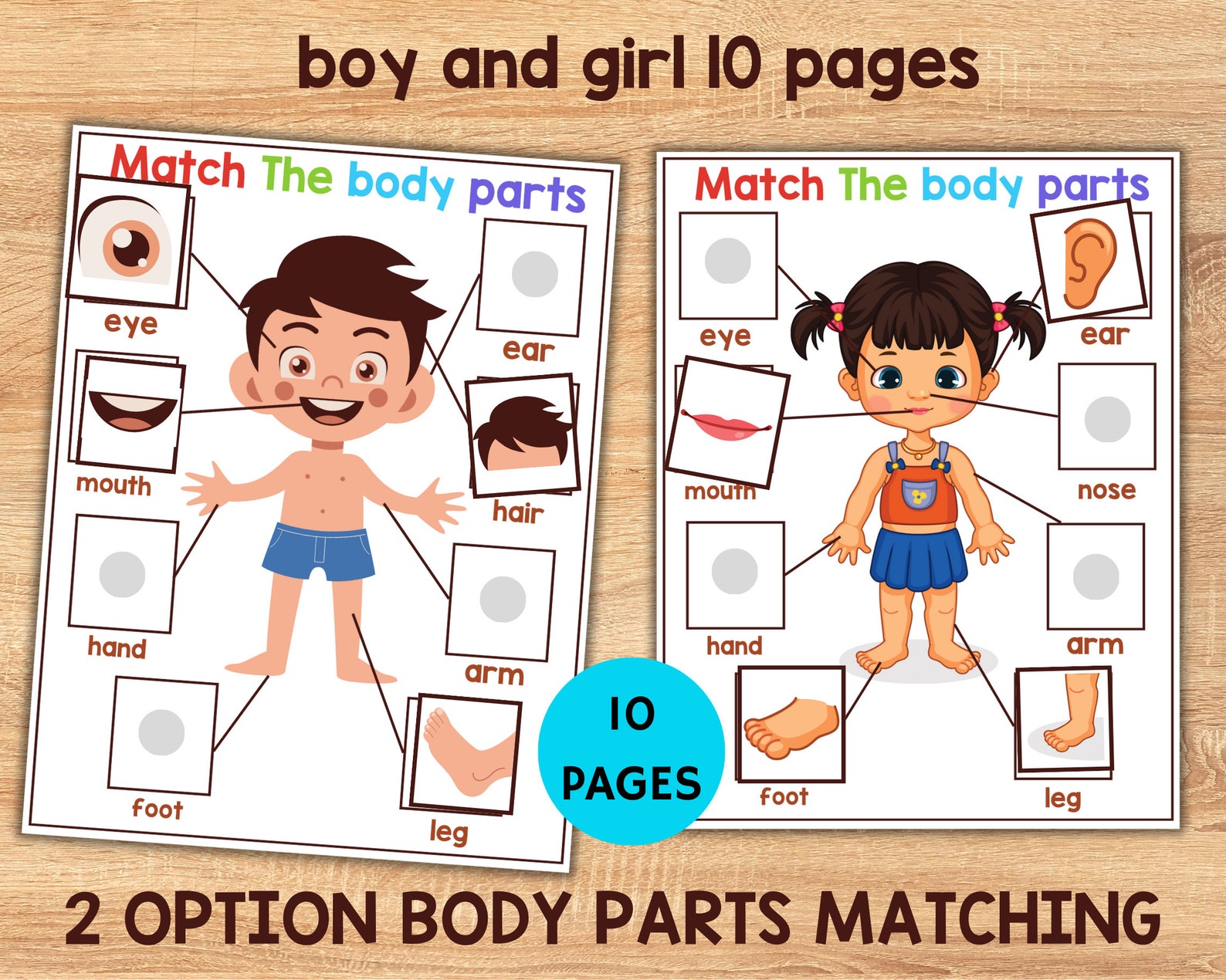 Body Parts Matching Game Bundle Activity Printable, Toddler Busy Book ...