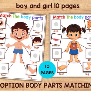 Body Parts Matching Game Bundle Activity Printable, Toddler Busy Book ...