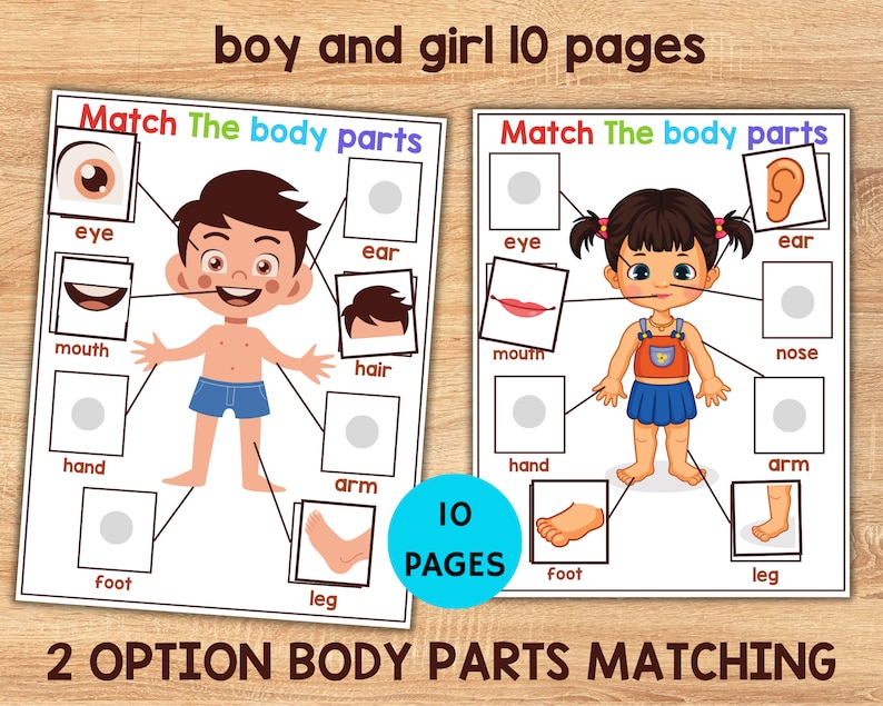 Body Parts Matching Game Bundle Activity Printable, Toddler Busy Book ...