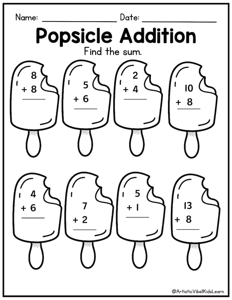 57 Math Worksheets Kindergarten-1st Grade. No Prep Addition and ...