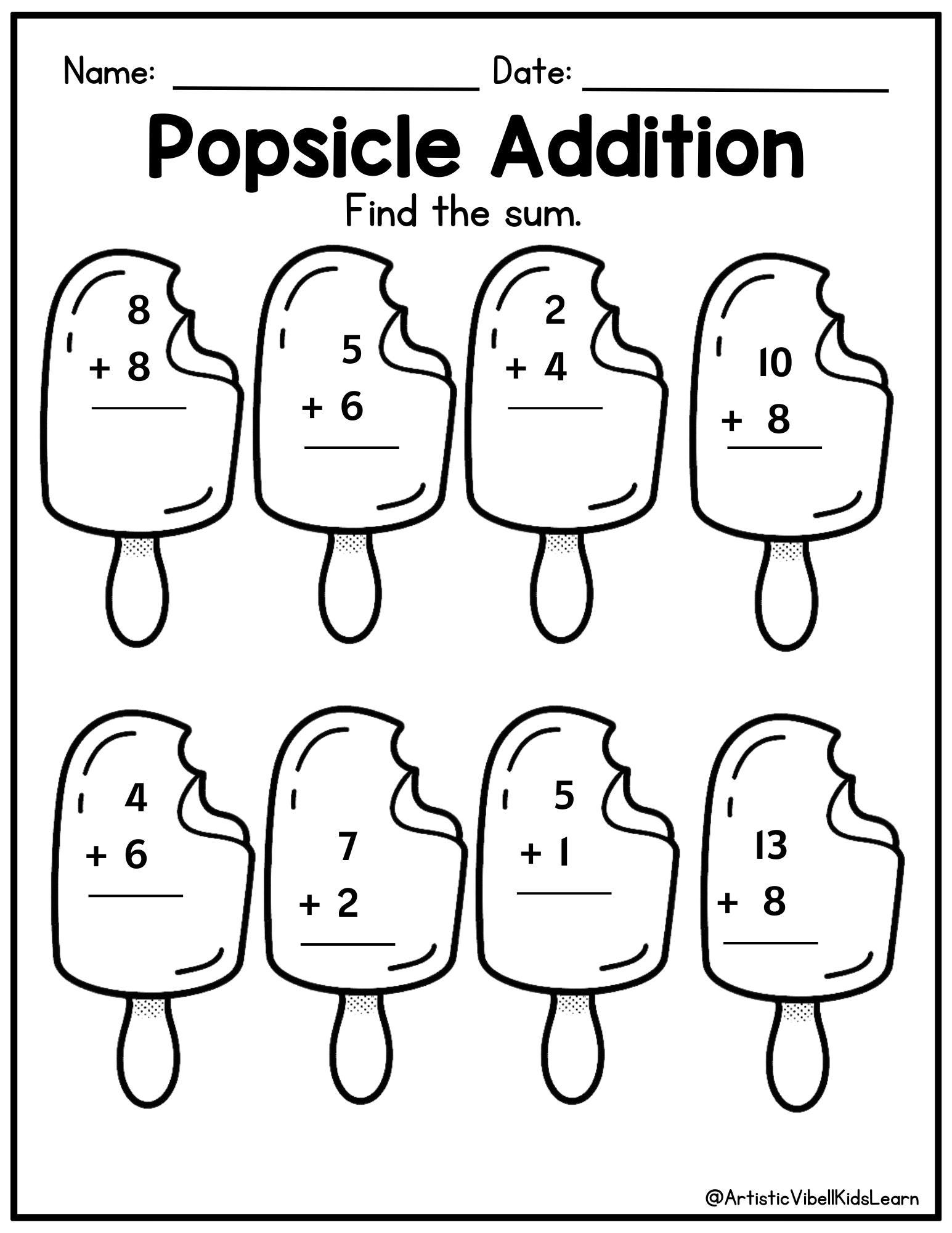 57 Math Worksheets Kindergarten-1st Grade. No Prep Addition and ...