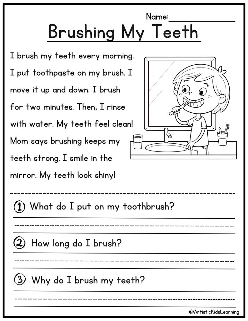 50 Kindergarten 1st Grade Reading Comprehension Passages Worksheets ...