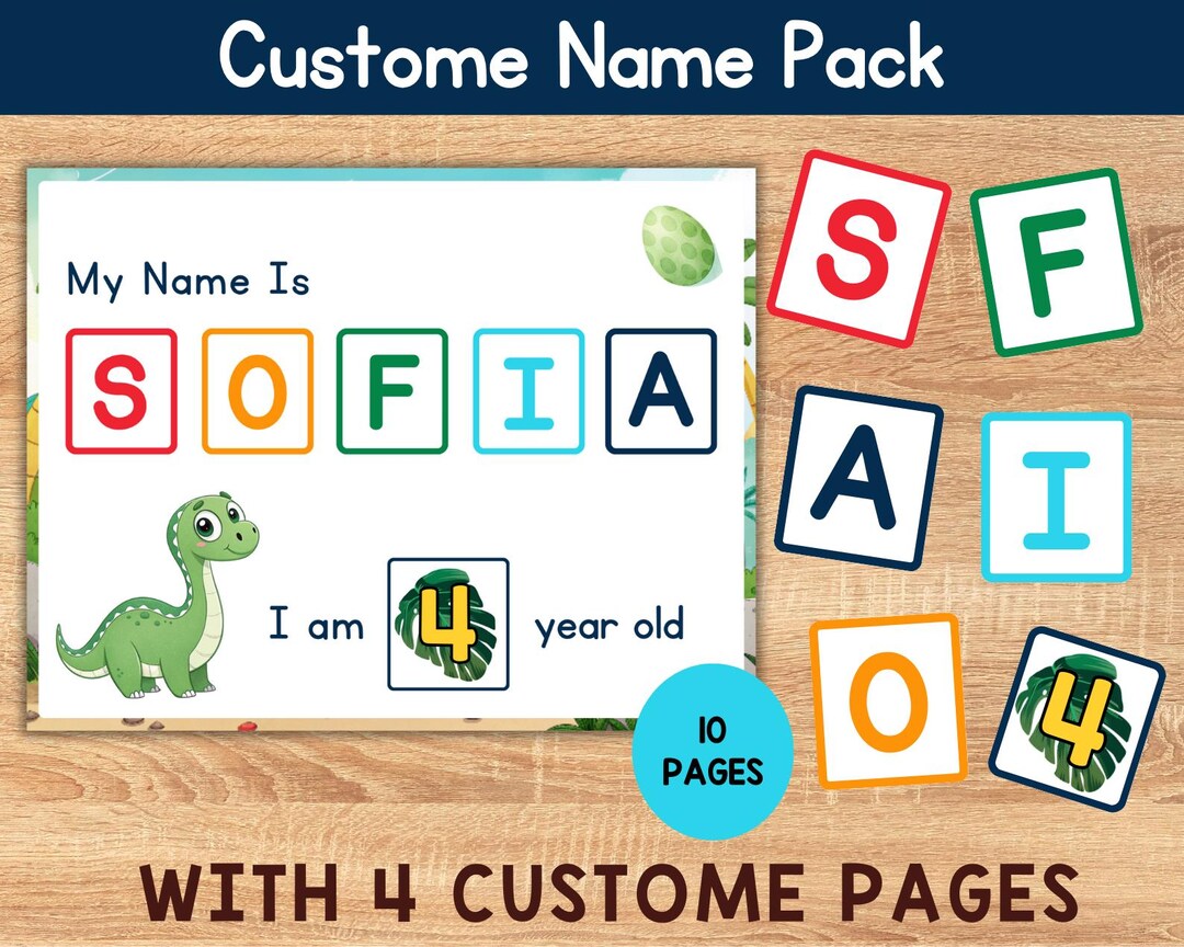Printable Name Workbook Dinosaur Theme Personalized Name Tracing ...