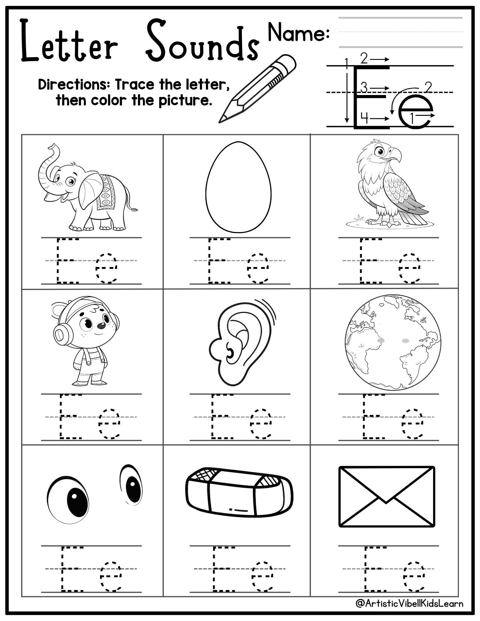 26 Printable Alphabet Letter Sounds Worksheets. Kindergarten ...