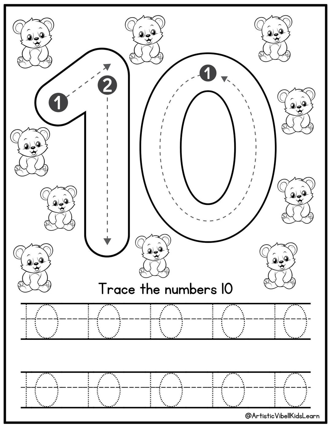 Numbers 1-20 Trace, Count, and Color Worksheets Preschool Numbers ...