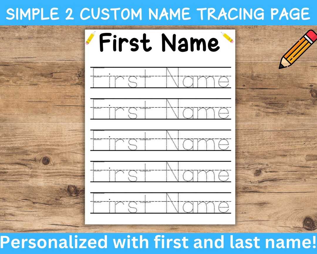 2 Custom Name Tracing Sheet Handwriting Practice Personalized Name ...