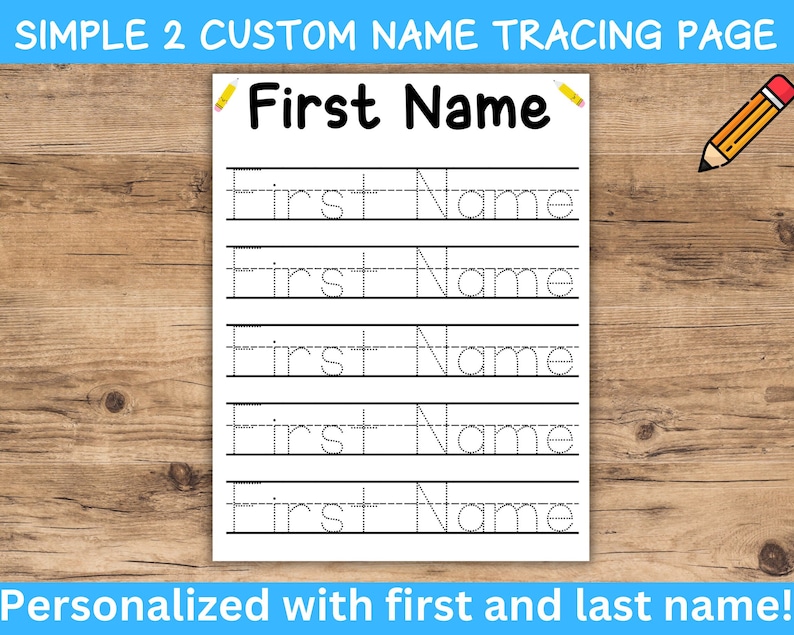 2 Custom Name Tracing Sheet Handwriting Practice Personalized Name ...