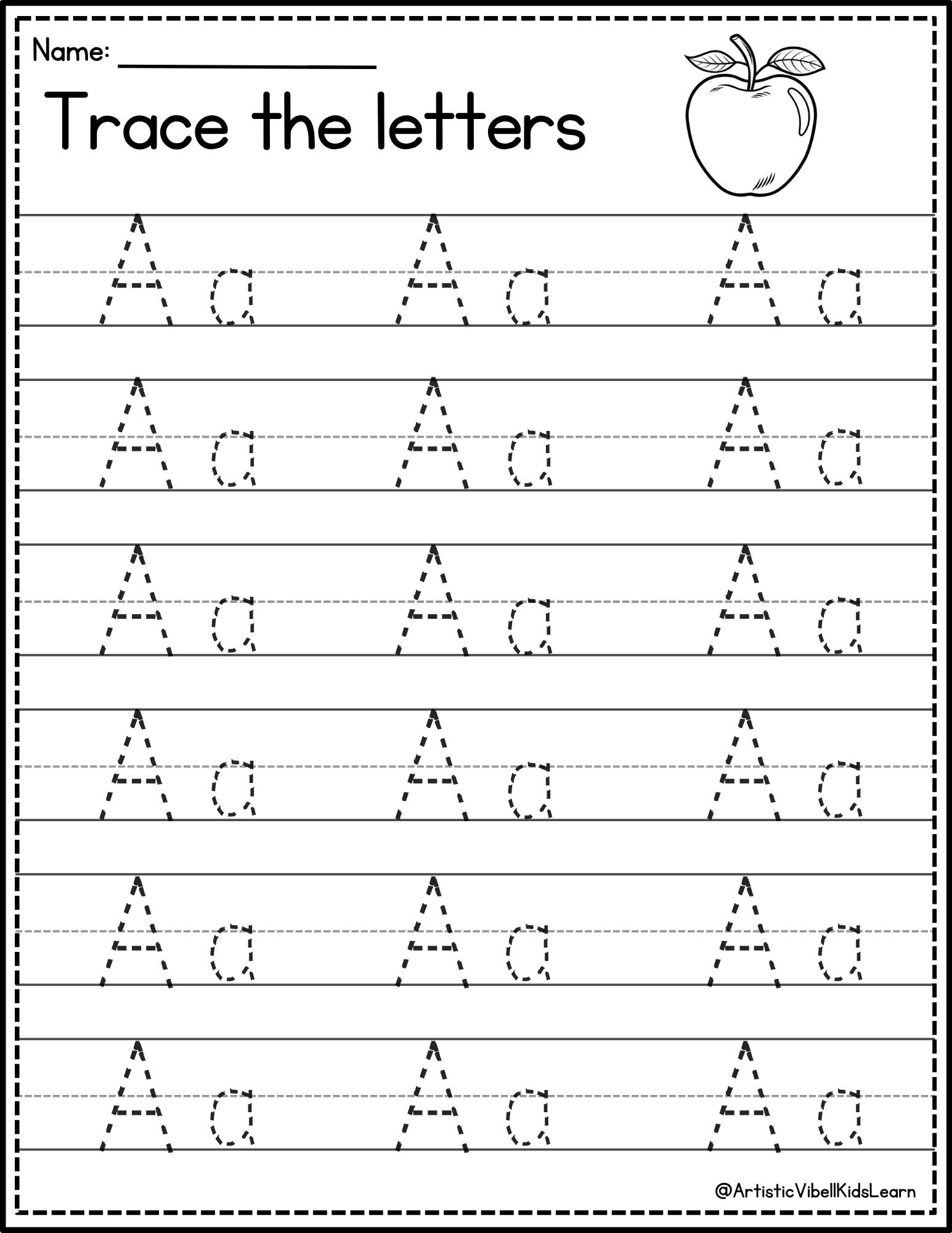 26 Printable Trace the Alphabet Worksheets. Preschool Kindergarten ...