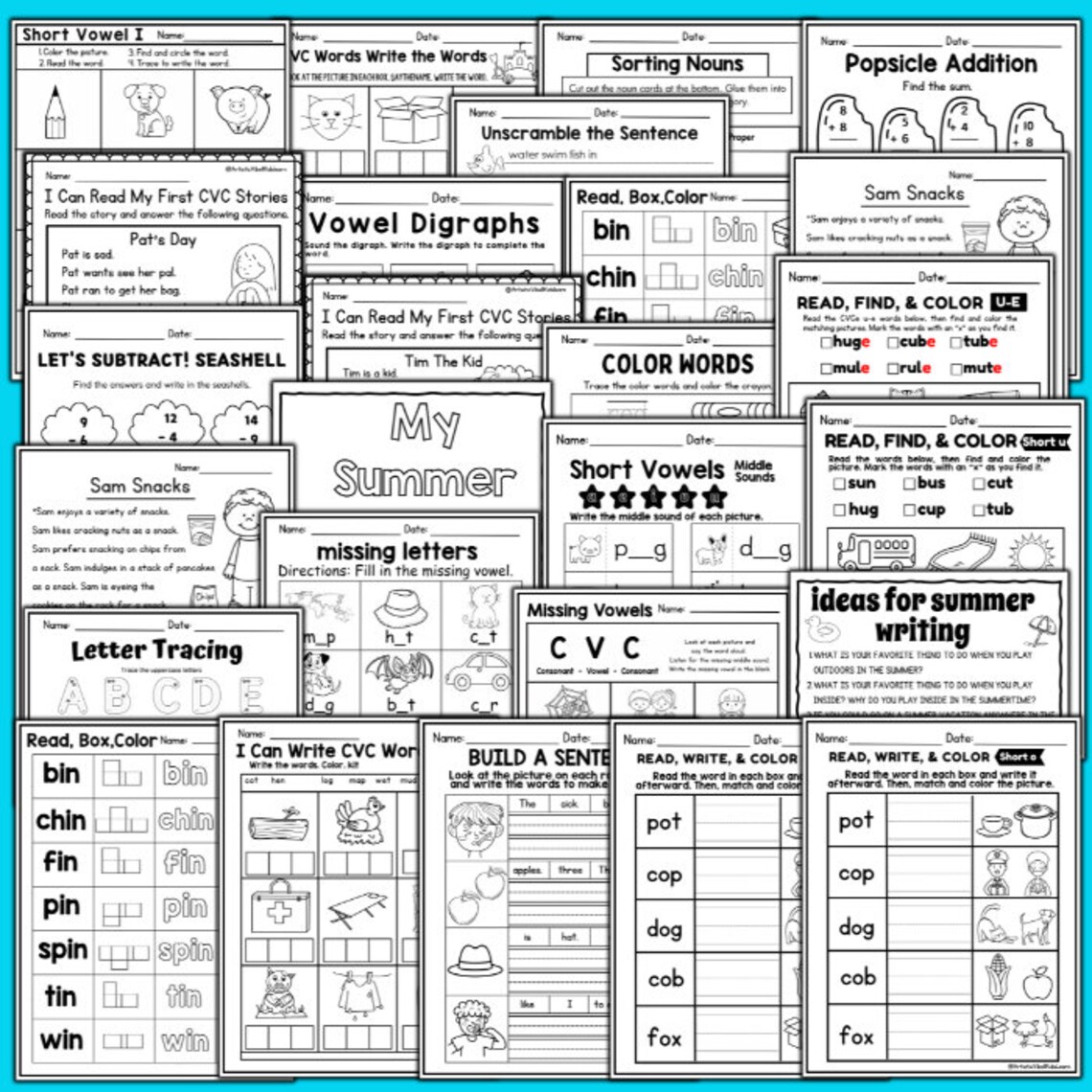 First Grade Summer Review Worksheets Teacher Resources Worksheet Math ...