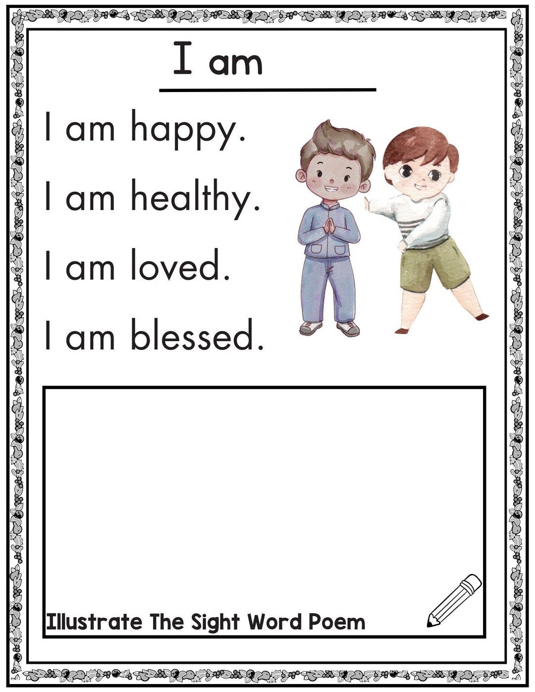 50 Sight Word Poems to Read and Illustrate Activity Worksheet for Prek ...