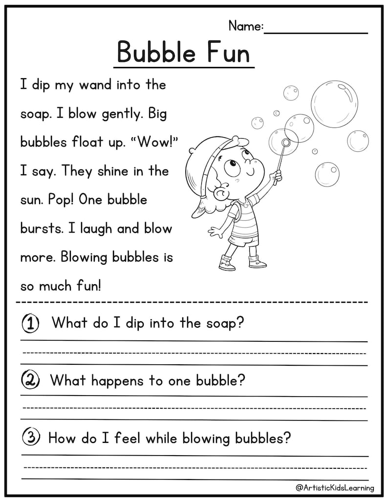 Kindergarten 1st Grade 50 Reading Comprehension Passages Worksheets ...