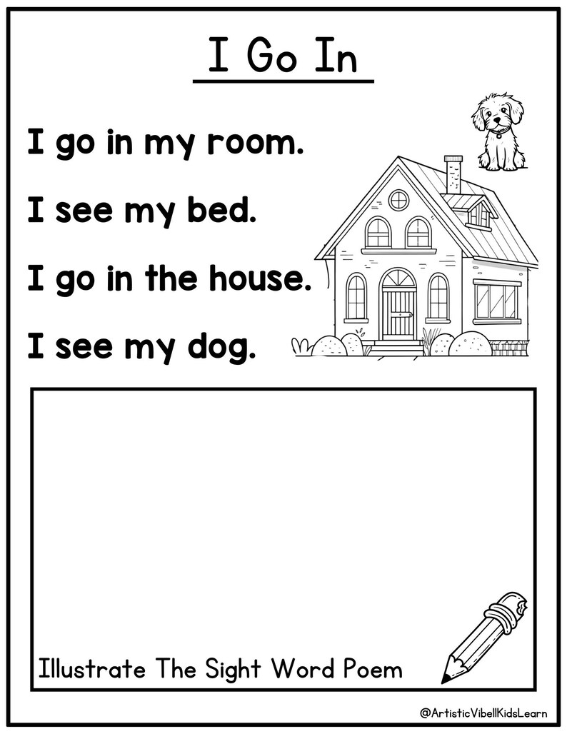 50 Printable Fry's Sight Word Poems Pages Reading Sentences and ...