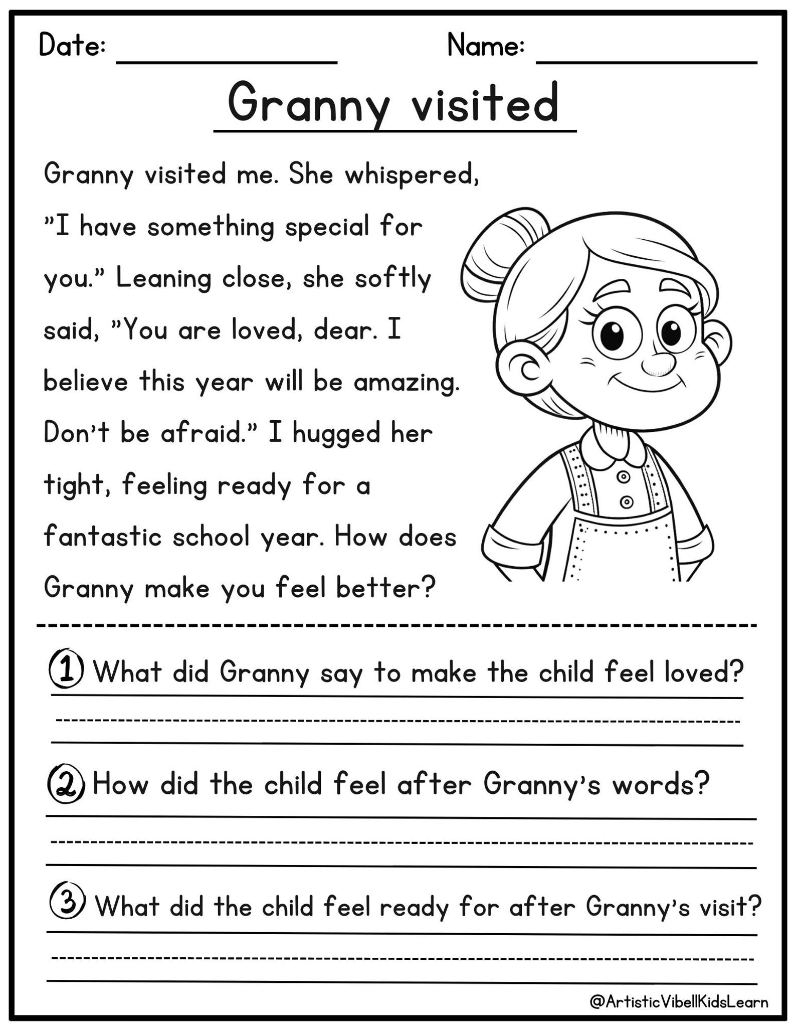 Reading Comprehension Printable - Kindergarten - First Grade ...