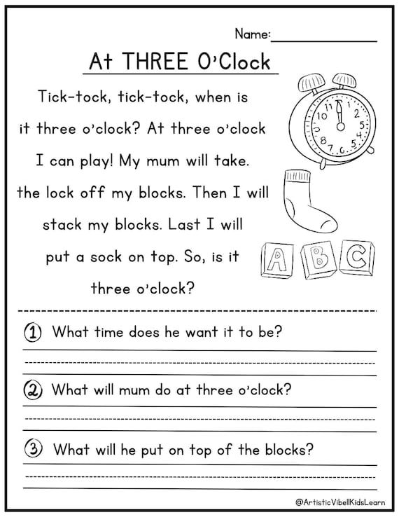 1st Grade Reading Comprehension Worksheets