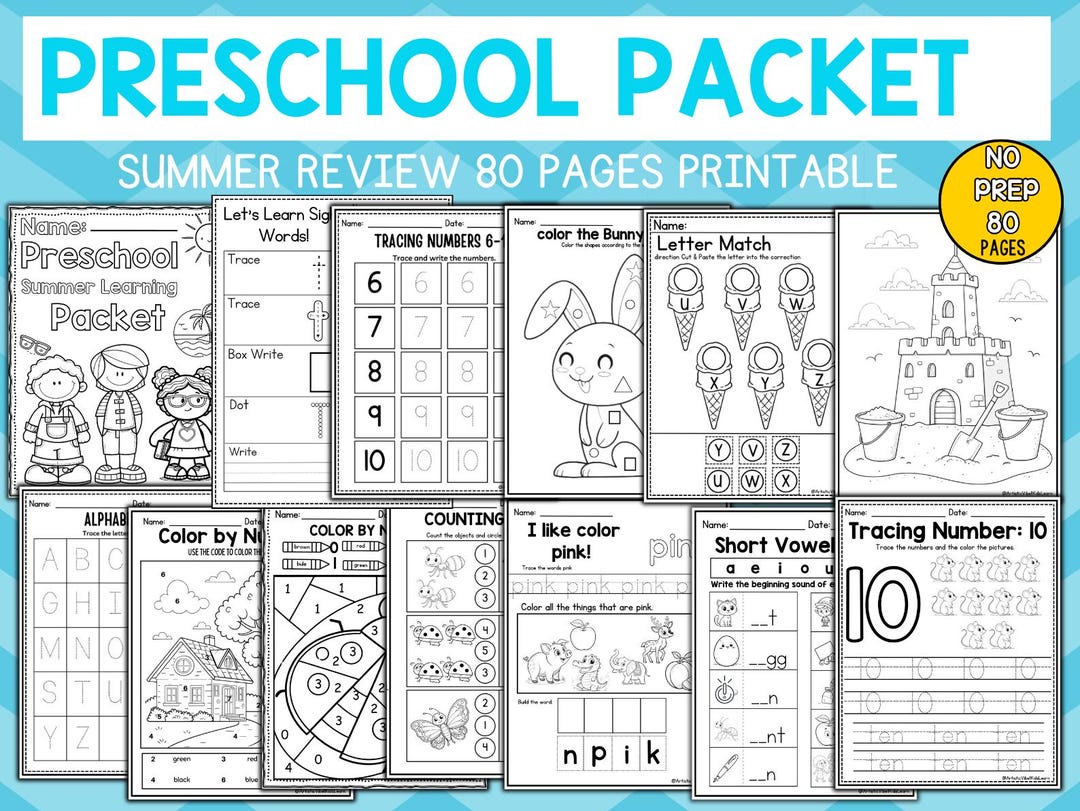 Prek Summer Review - Preschool Printable Worksheets Teacher Resources ...