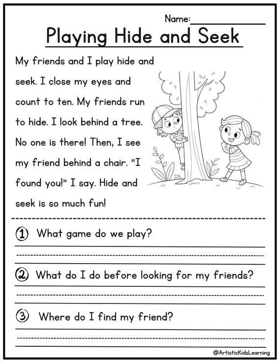 Reading Comprehension Interactive Activity For First Grade You Can Do