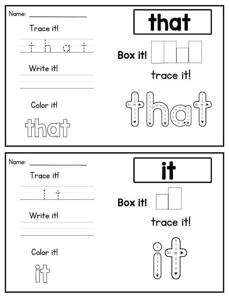 100 Printable Let's Learn Fry 1st Hundred Sight Words Worksheets ...