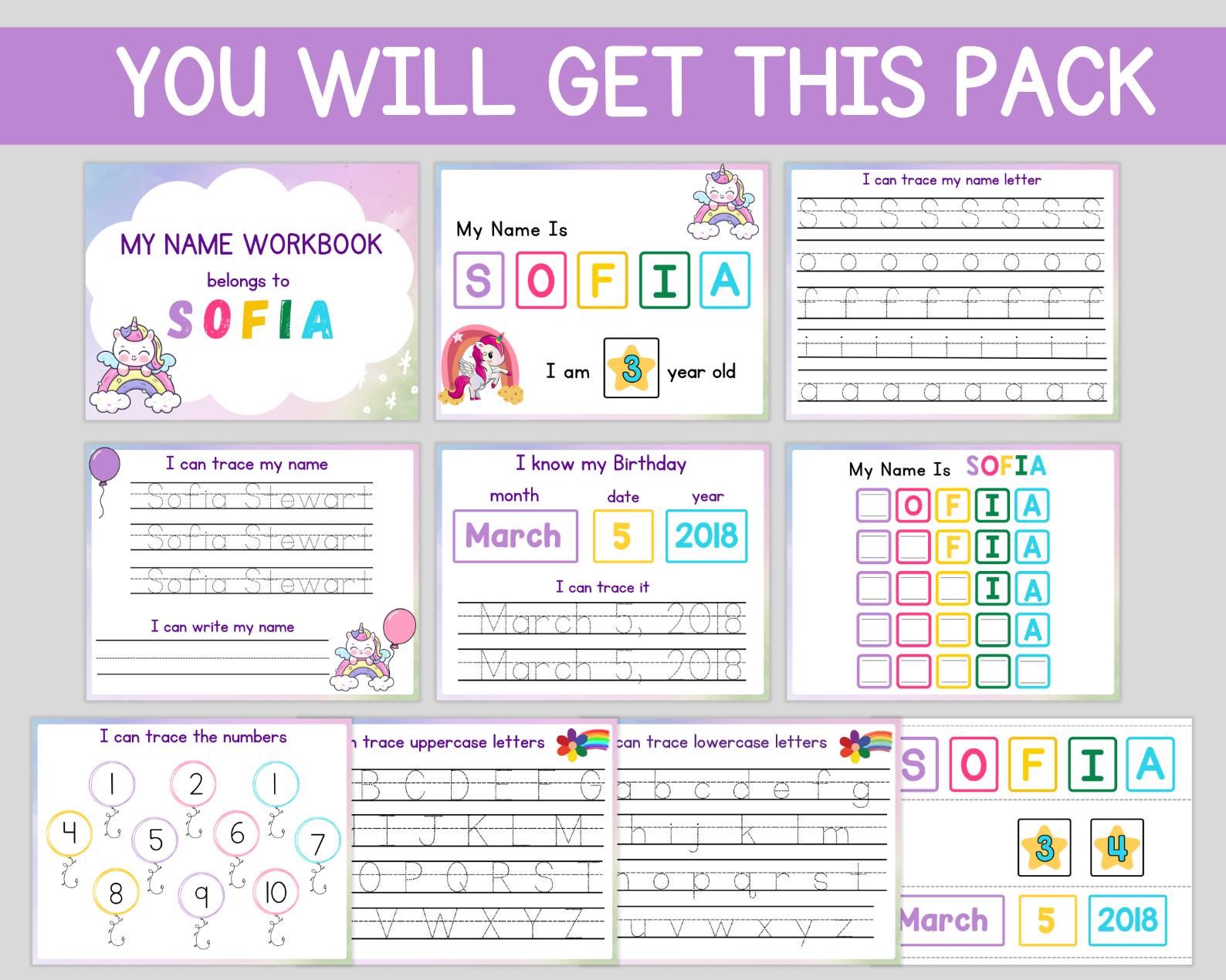 Printable Name Workbook Personalized Name Tracing and Writing Practice ...