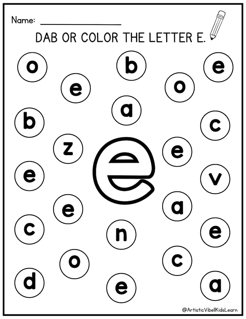26 Printable Alphabet Lowercase Dab It Worksheets. Preschool-kdg ...