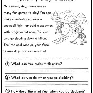40+ January Kindergarten 1st Grade Reading Comprehension Passages ...