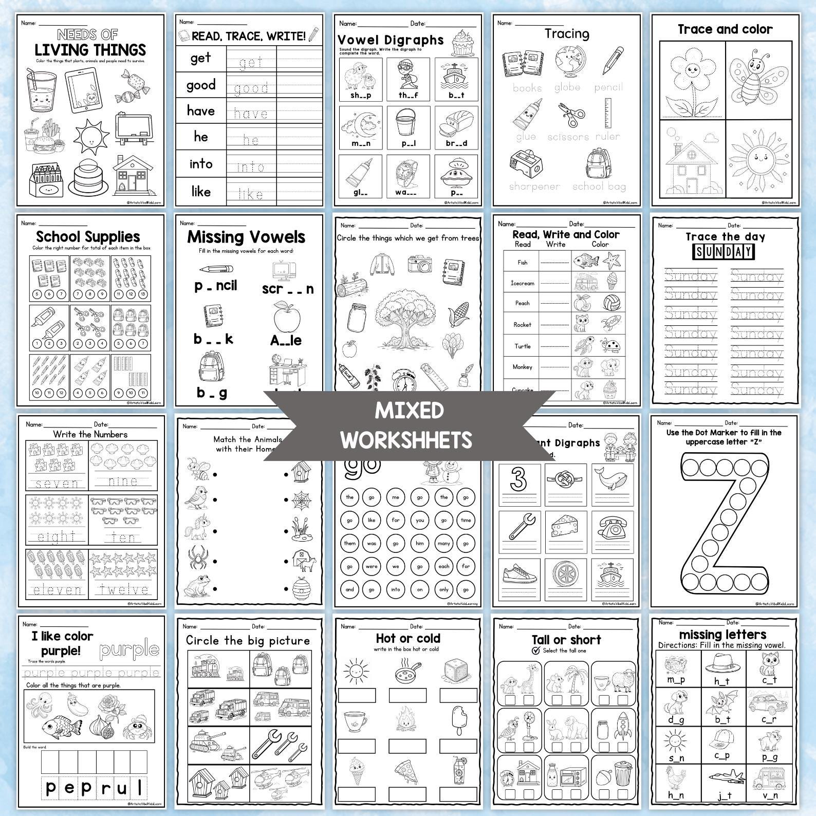600+ Page Preschool Learning Worksheets Bundle for Kindergarten ...