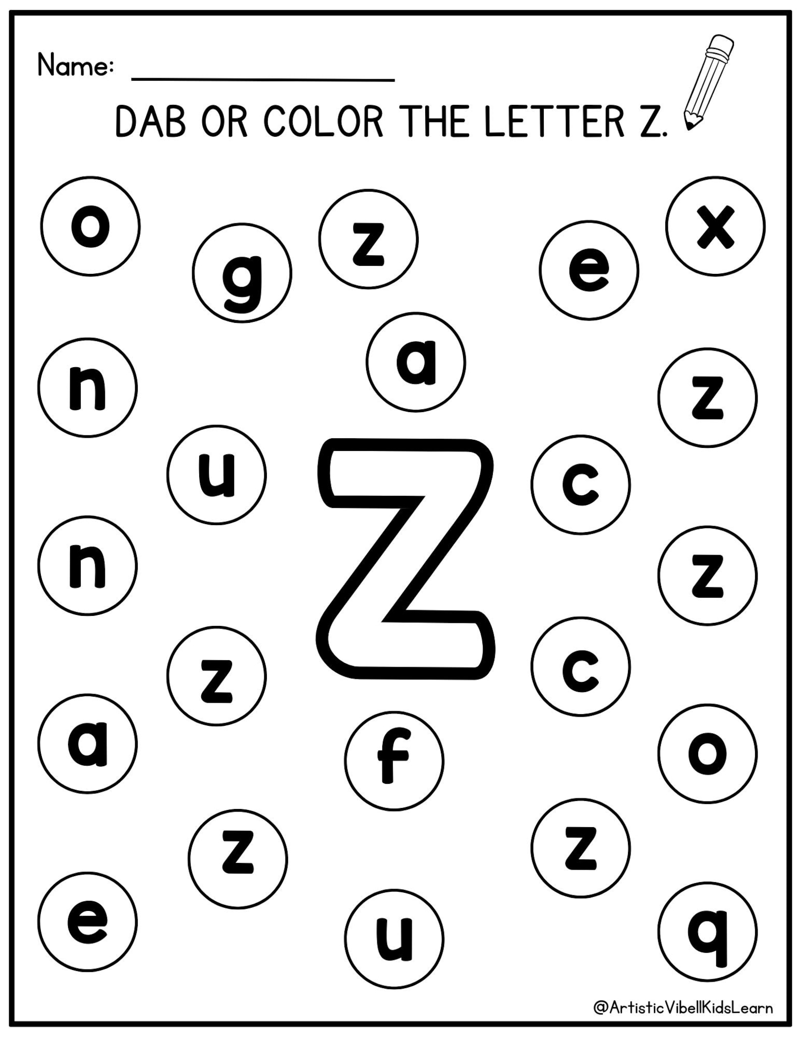 26 Printable Alphabet Lowercase Dab It Worksheets. Preschool-kdg ...