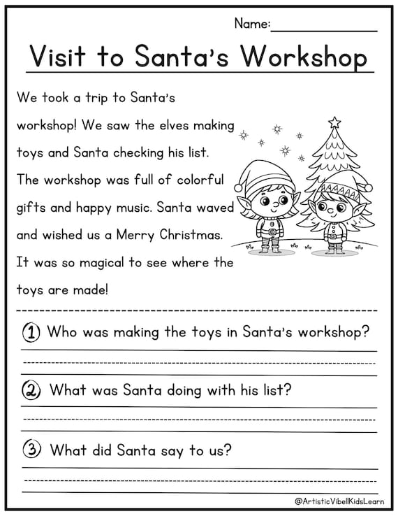 Free Christmas Reading Worksheets For First Grade Christmas Phonics
