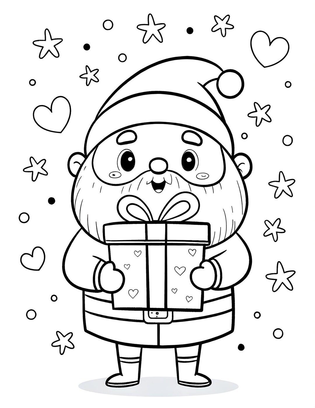 Kawaii Christmas Coloring Pages, 10 Pages, Cute Coloring, Kawaii Gifts ...