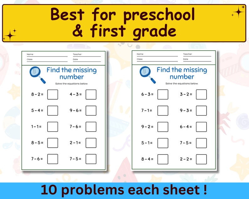 30 Math Worksheets Printable Instant Download Addition - Etsy