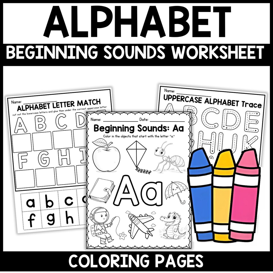 Hojas de trabajo imprimibles con sonidos iniciales del alfabeto para ...