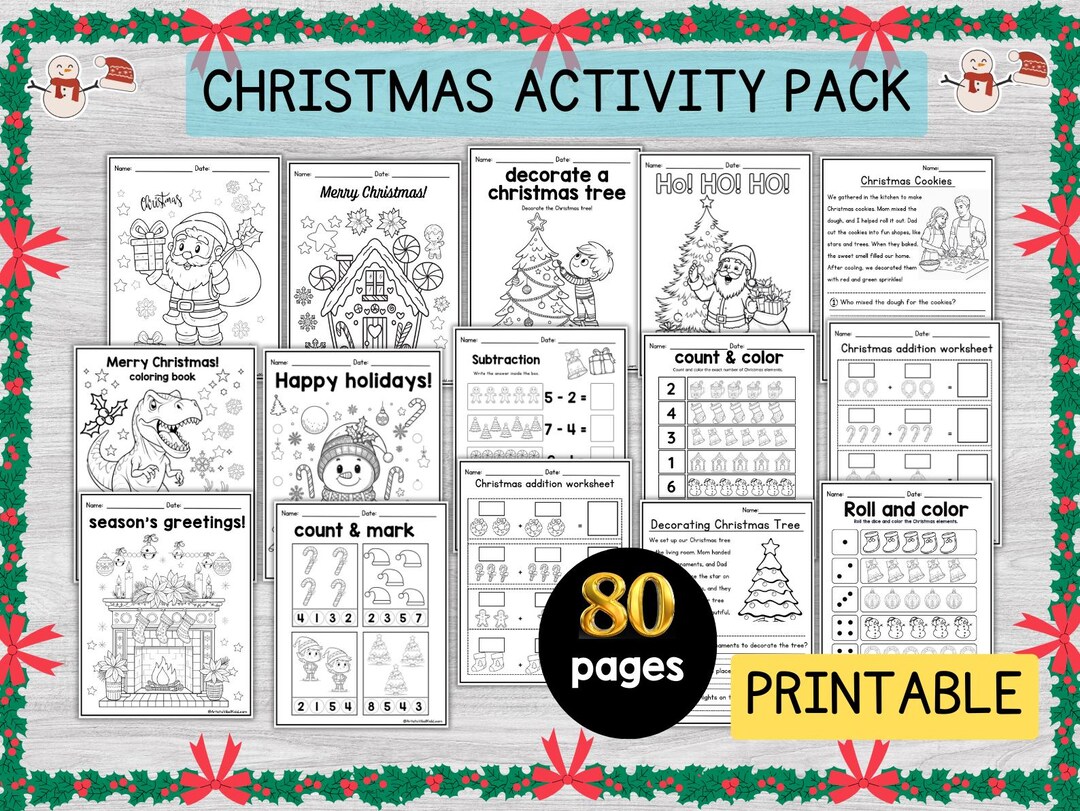 80+ Printable Christmas Activities, Christmas Activity Bundle, Kid's ...