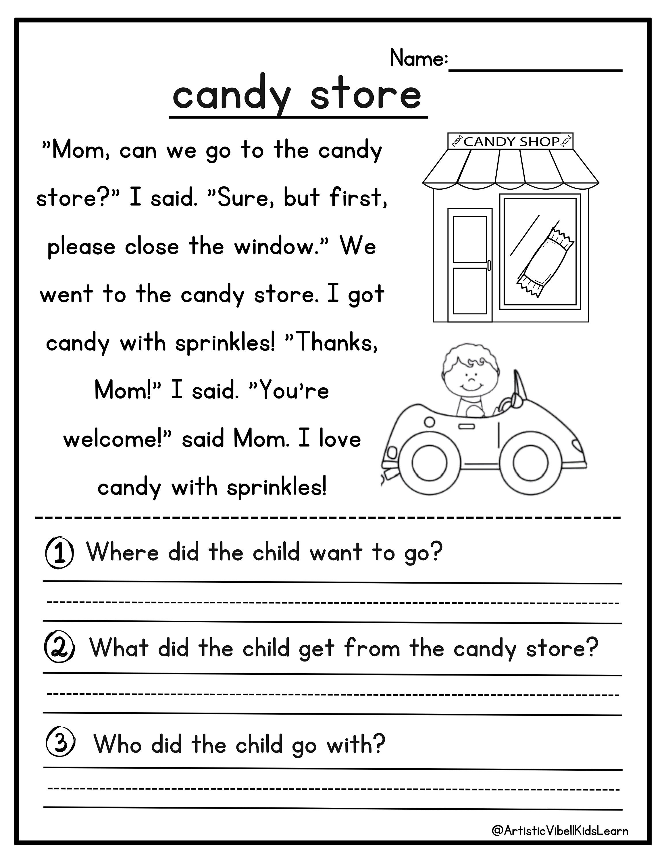 50 Kindergarten 1st Grade Reading Comprehension Passages Worksheets ...